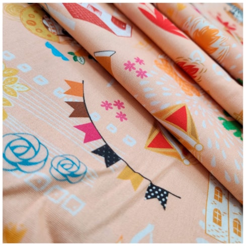 Tecido Tricoline de Festa Junina 50cm x 150cm Cordel Cor 2832 Círculo ...